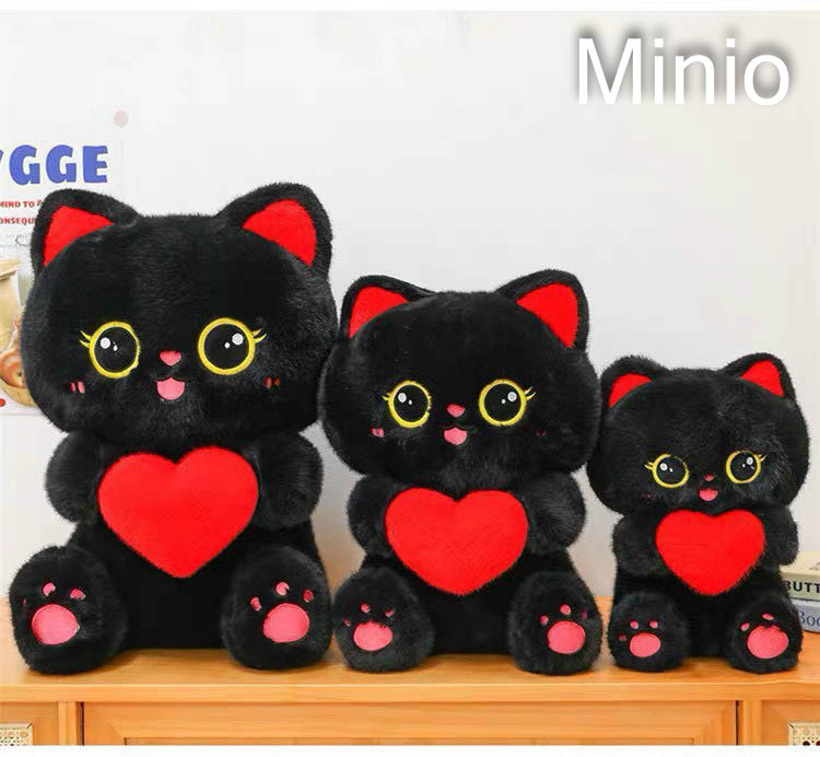 Mèo đen ôm tim S3 38cm QCCC – Minio