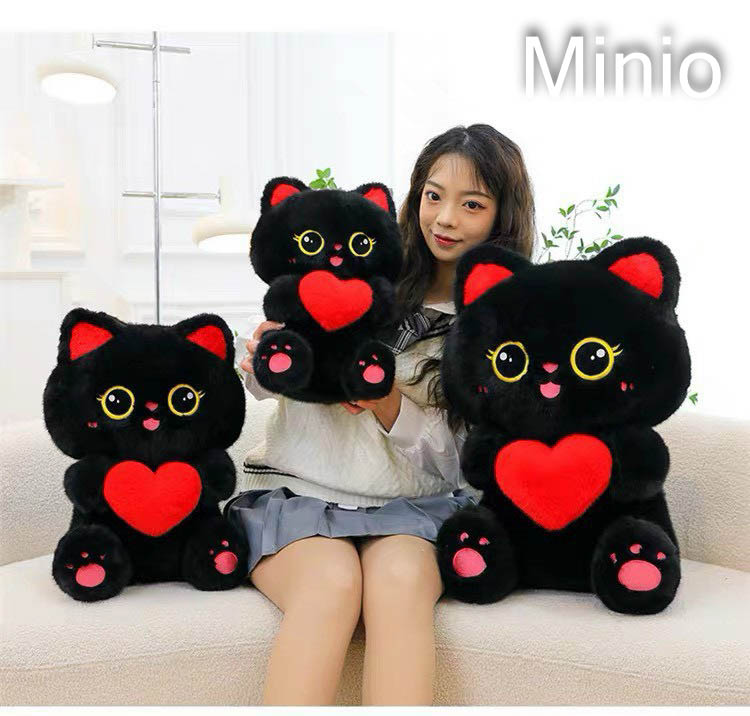 Mèo đen ôm tim S3 38cm QCCC – Minio