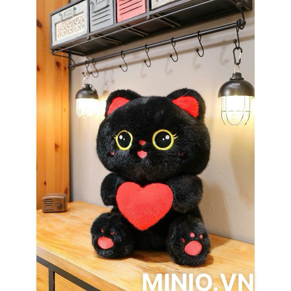 Mèo đen ôm tim – Minio